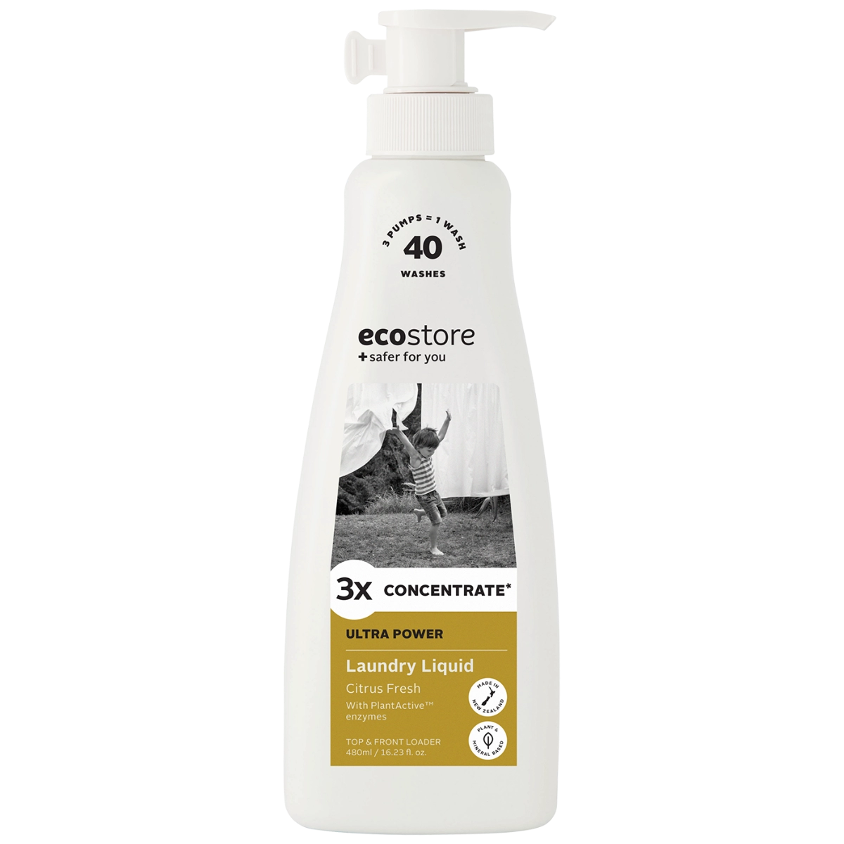 ecostore Laundry Liquid Citrus Fresh 3X Concentrate (480ml) – Go Eco Store