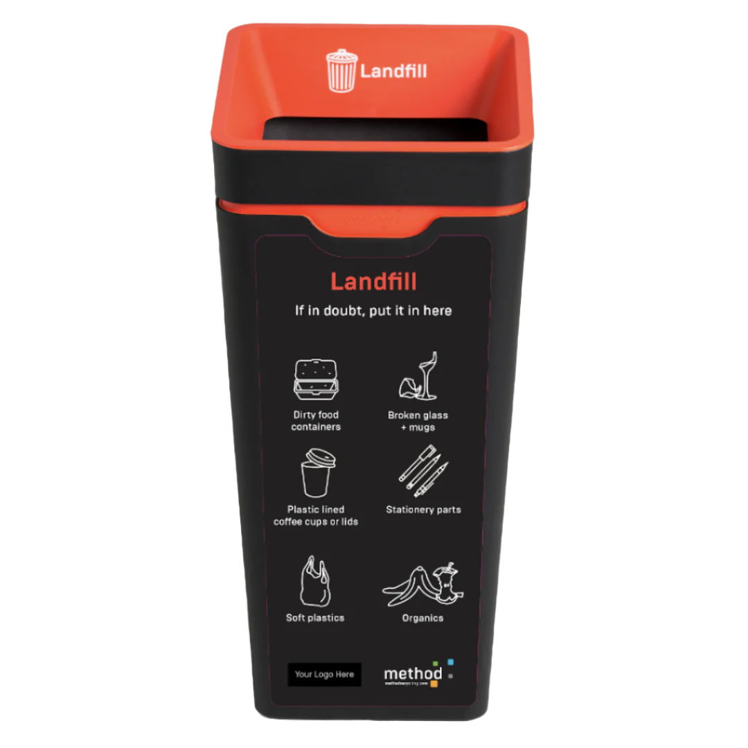 Method 60L Bin LABEL ONLY Red 'Landfill' – Go Eco Store
