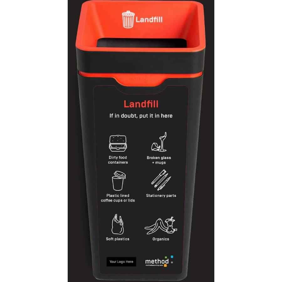 Method 60L Bin LABEL ONLY Red 'Landfill' – Go Eco Store