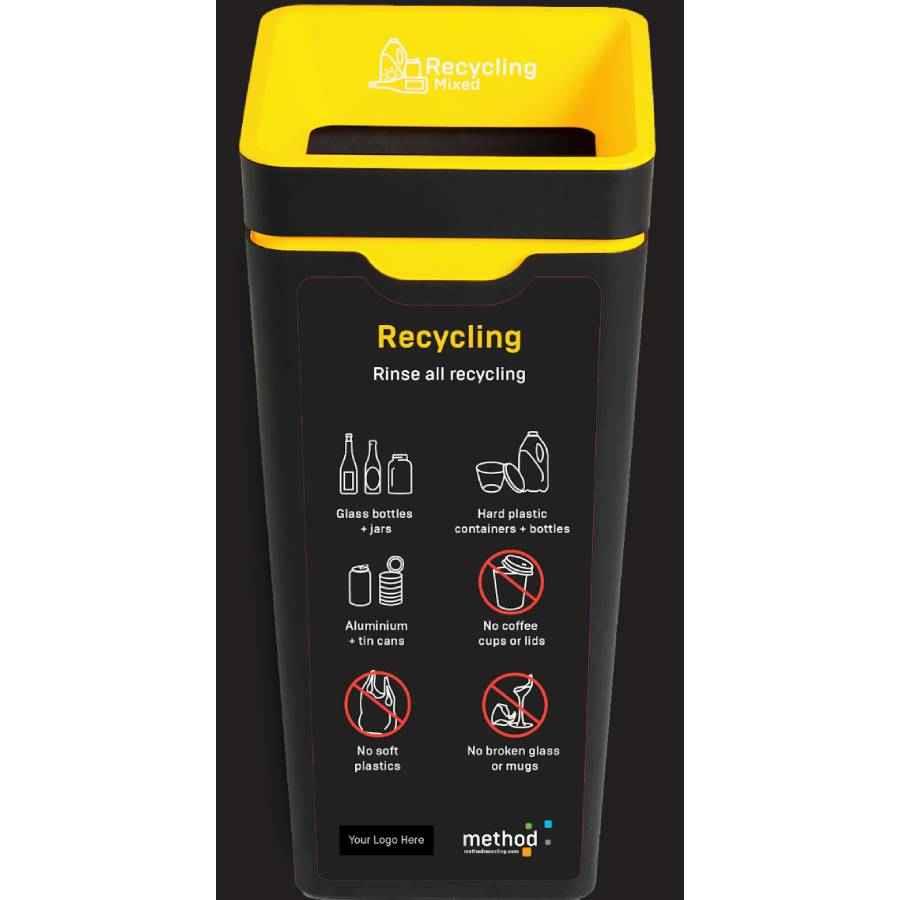 Method 60L Bin LABEL ONLY Yellow 'Co-Mingled Recycling' – Go Eco Store