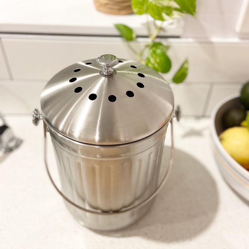 Stainless Steel Compost Caddy Bin 5L | Steel – Go Eco Store